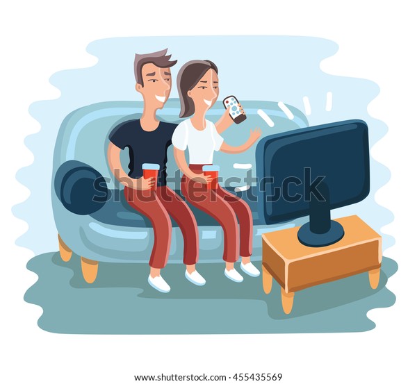 Vector Funny Cartoon Illustration Young Family: vetor stock (livre de ...