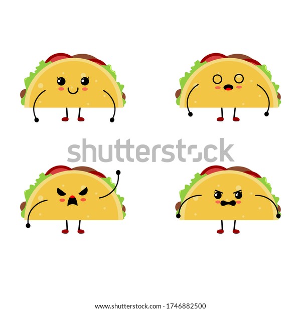 Vector Funny Cartoon Taco Isolated On Stock Vector (Royalty Free ...