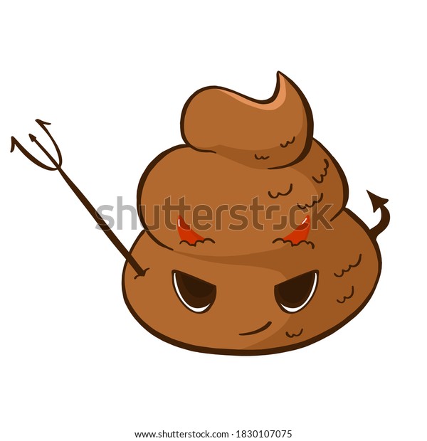 Vector Funny Devil Poop Emoji Kawaii Stock Vector (Royalty Free ...