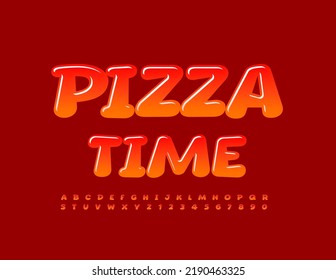 Vector Funny Poster Pizza Time Bright Stock Vector (Royalty Free ...