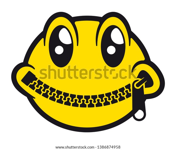 Vector Funny Yellow Emoticon Zipper Black Stock Vector (Royalty Free ...