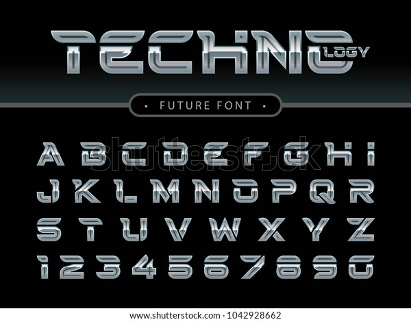 Vector Futuristic Alphabet Letters Numbers Future Stock Vector Royalty