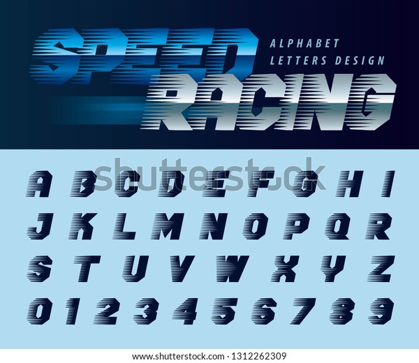 Vector Futuristic Alphabet Letters Numbers Speed Stock Vector Royalty