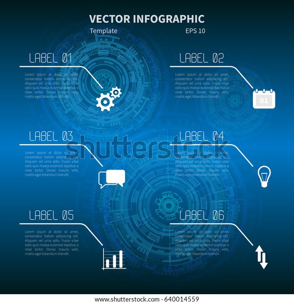 Vector Futuristic Infographic Template On Blue Stock Vector (Royalty ...
