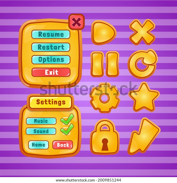 Vektor Stok Vector Game Template Gui Kit Interface Tanpa Royalti 2009851244 Shutterstock