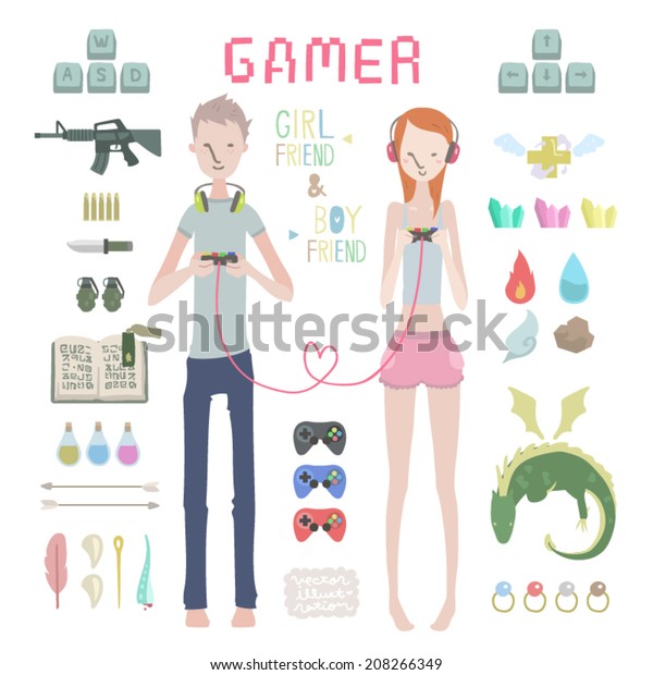 Vector Gamer Boyfriends Illustration Set Stock Vector (Royalty Free ...