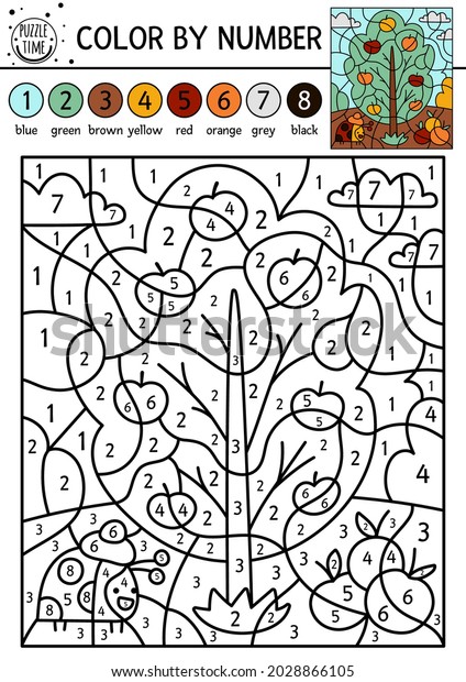 Vector Garden Color By Number Activity Stock Vector (Royalty Free ...