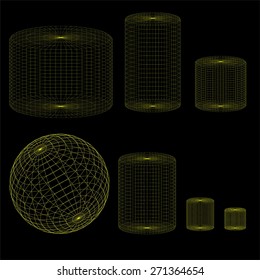 Vector Geometric Cylinders Wireframe Sphere Stock Vector (Royalty Free ...