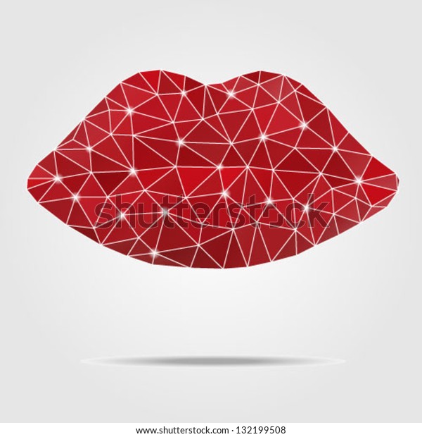 Vector Geometric Illustration Female Mosaic Lips Stock Vector (Royalty ...