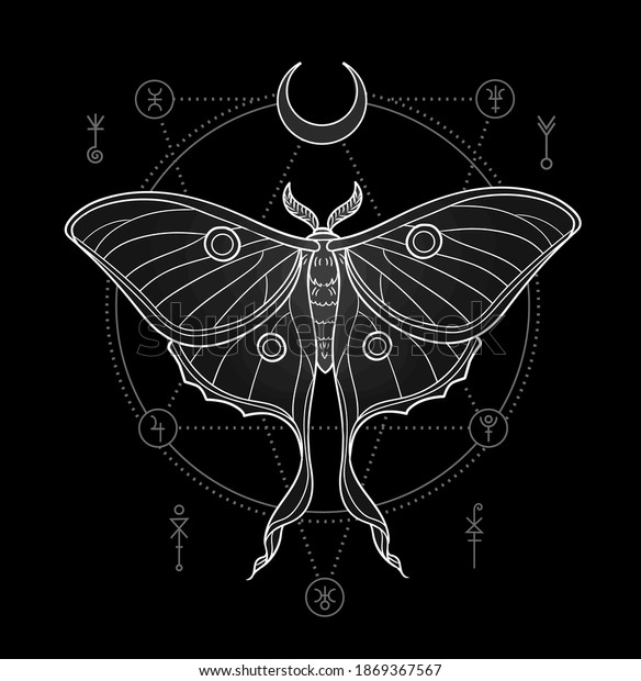 Vector Geometric Symbols Luna Moth Astrology Stock Vector (Royalty Free ...