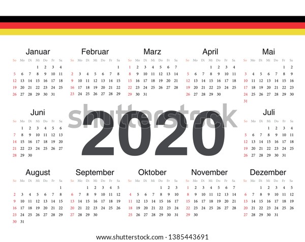 Vector German Circle Calendar 2020 Week Stock Vector (Royalty Free ...