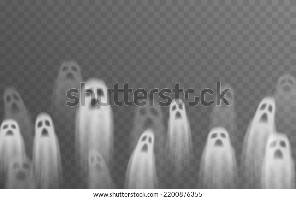 Vector Ghosts On Isolated Transparent Background Stock Vector (Royalty ...