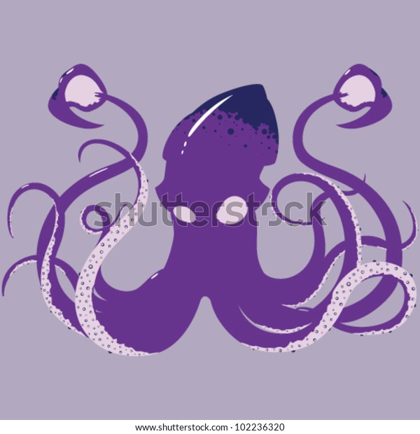 Vector Giant Squid Design Purple Stock Vector (Royalty Free) 102236320