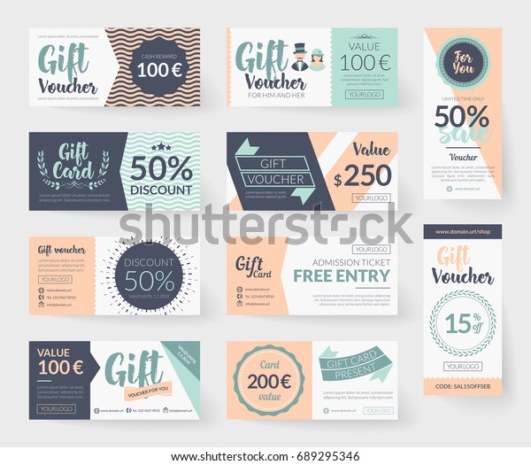 Vector Gift Voucher Illustrations Vintage Style Stock Vector (Royalty ...