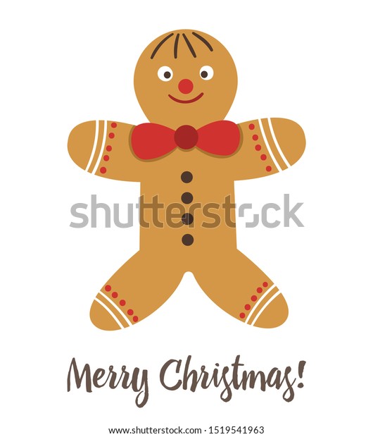 Vector Gingerbread Man Red Bow Isolated Stock Vector (Royalty Free ...