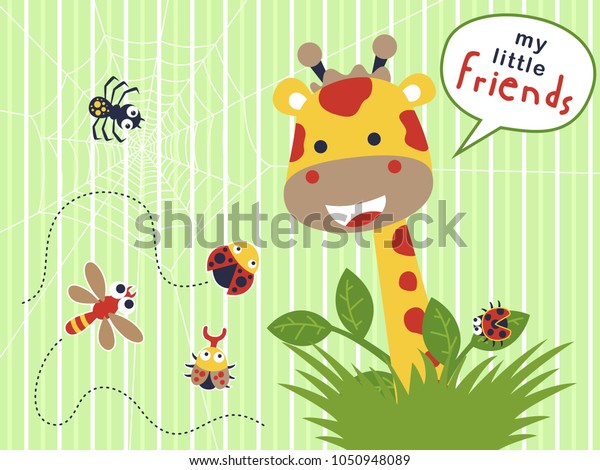 Vector Giraffe Cartoon Little Friends Stock Vector (Royalty Free ...