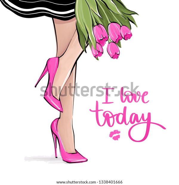 Vector Girl High Heels Fashion Illustration Stock Vector Royalty Free
