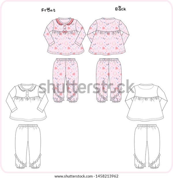Vector Girl Pajamas 2d Sketch Artwork Stock Vector (Royalty Free ...