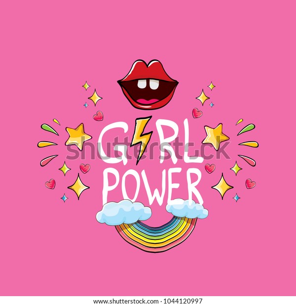 Vector Girl Power Label Sticker Calligraphic Stock Vector (Royalty Free ...