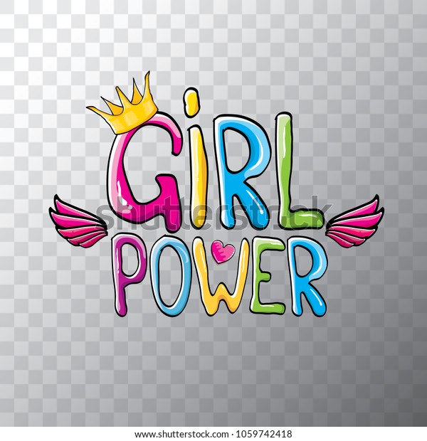 Vector Girl Power Label Sticker Calligraphic Stock Vector (Royalty Free ...