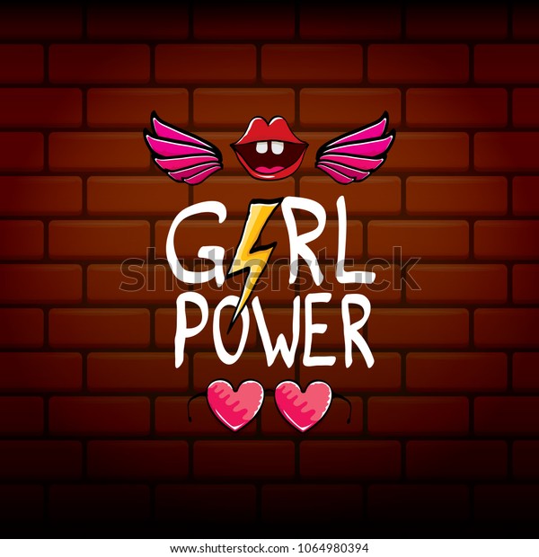 Vector Girl Power Label Sticker Calligraphic Stock Vector (Royalty Free ...