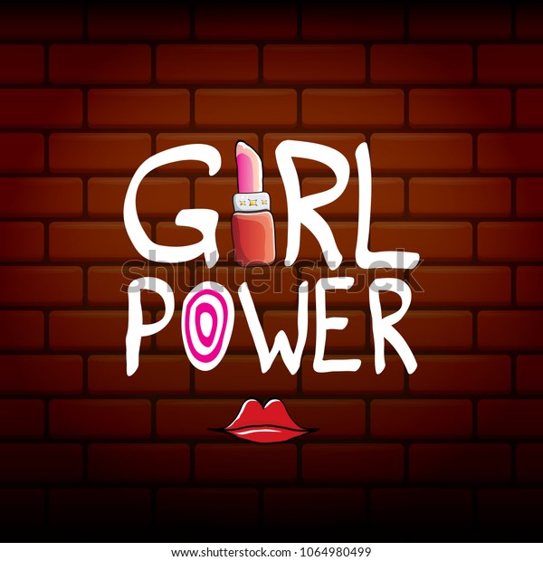Vector Girl Power Label Sticker Calligraphic Stock Vector (Royalty Free ...