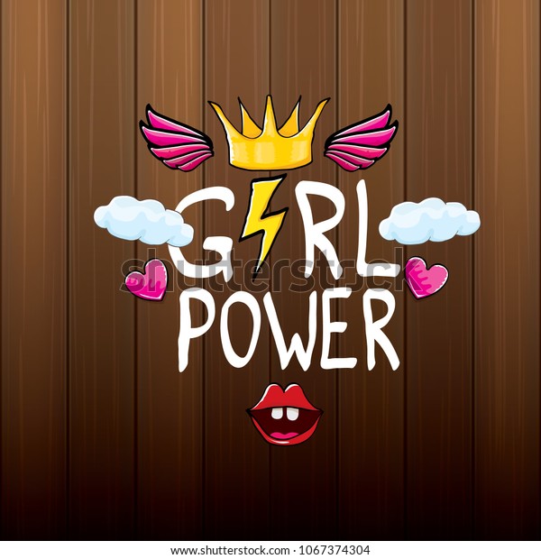 Vector Girl Power Label Sticker Calligraphic Stock Vector (Royalty Free ...