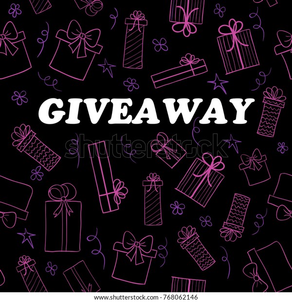 Vector Giveaway Card Hand Drawn Gift Stock Vector (Royalty Free ...