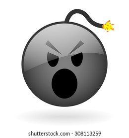 Vector Glass Button Symbol Bomb Face: vector de stock (libre de ...
