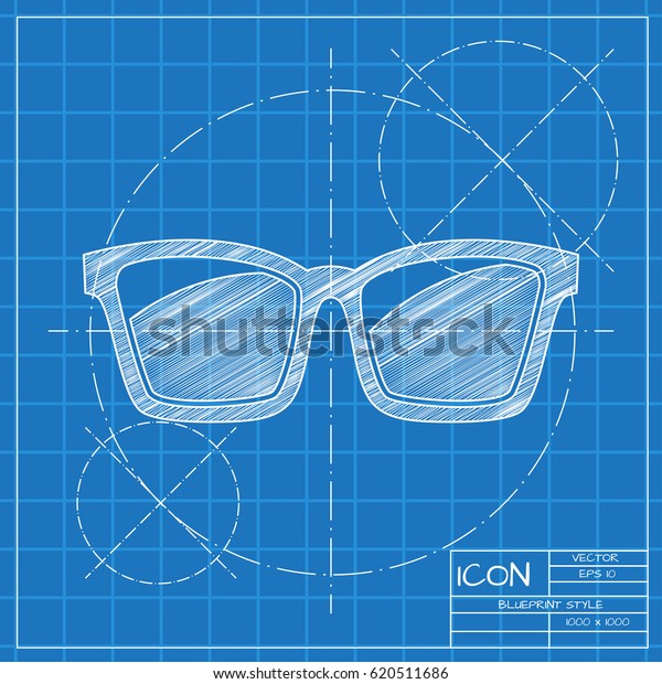 Vector Glasses Icon Blueprint Style Fashion Stock Vector (Royalty Free ...