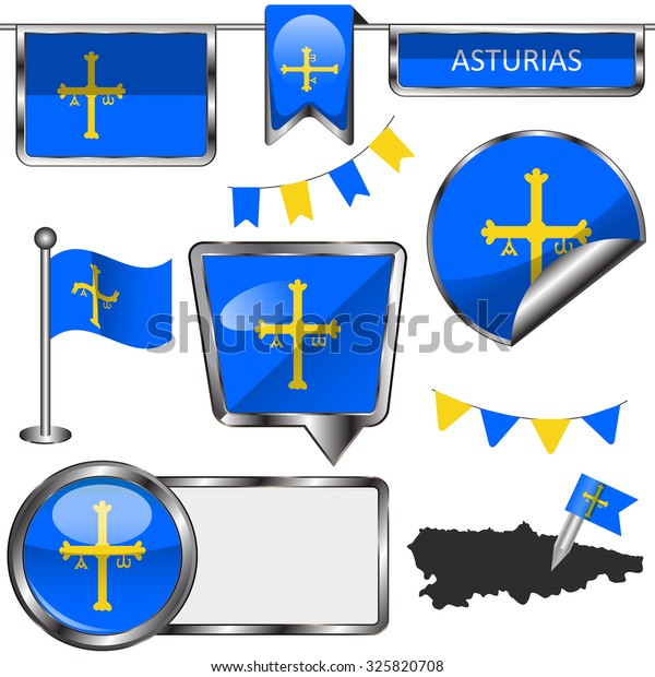 Vector Glossy Icons Flag Asturias On Stock Vector (Royalty Free) 325820708