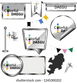 Vector Glossy Icons Flag Daegu South Stock Vector (Royalty Free ...