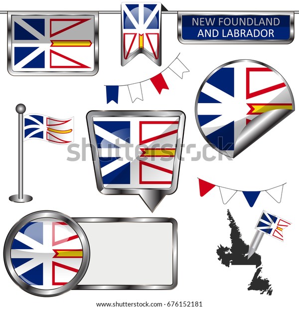 Vector Glossy Icons Flag Province Newfoundland Stock Vector (Royalty ...