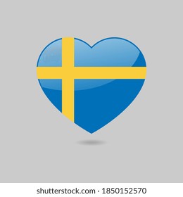 Vector Glossy Swedish Flag Heart Stock Vector (Royalty Free) 1850152570