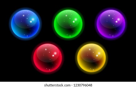 Vector Glowing Crystal Sphere Colorful Set Stock Vector (Royalty Free ...