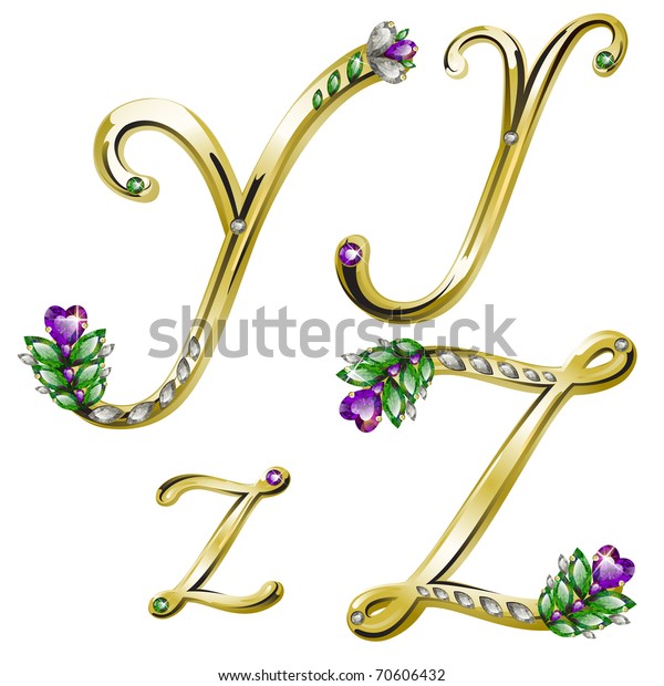 Vector Gold Alphabet Diamonds Gems Letters Stock Vector (Royalty Free ...