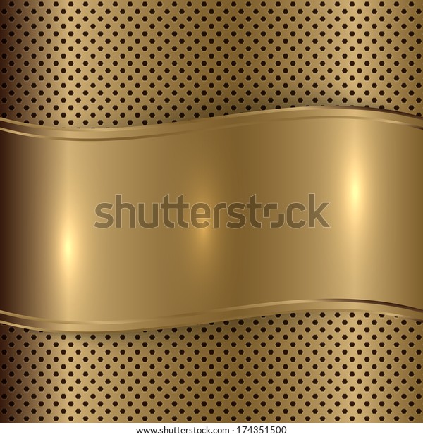 Vector Gold Brushed Metallic Plaque Background Stock Vector (Royalty ...