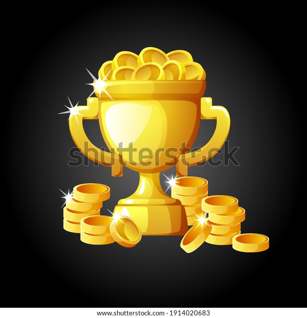 Vector Gold Cup Coins Winner Illustration Stock Vector (Royalty Free ...