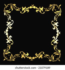 Vector Gold Floral Border On Black Stock Vector (Royalty Free) 21079189 ...