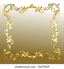 Vector Gold Floral Border On Gold Stock Vector (Royalty Free) 21079429