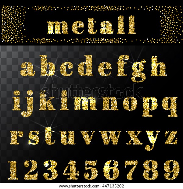 Vector Gold Glitter Alphabet Hand Drawn Stock Vector (Royalty Free ...