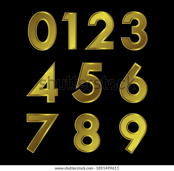 Vector Gold Metal Numbers Set Stock Vector (Royalty Free) 1891499611 ...