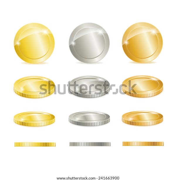 Vector Gold Silver Copper Coins Isolated Stock Vector (Royalty Free ...