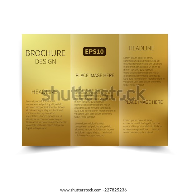 Vector Gold Trifold Brochure Design Template Stock Vector (Royalty Free ...