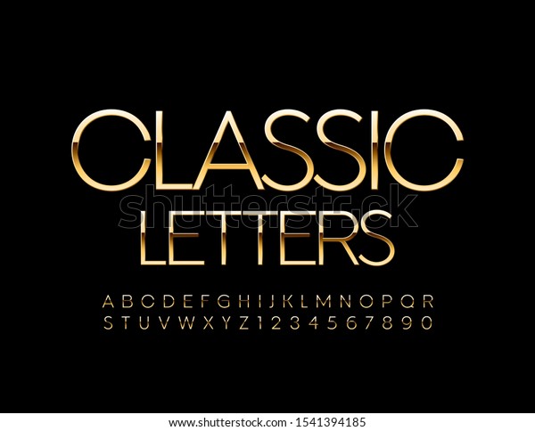 Vector Golden Classic Alphabet Letters Numbers Stock Vector (Royalty ...