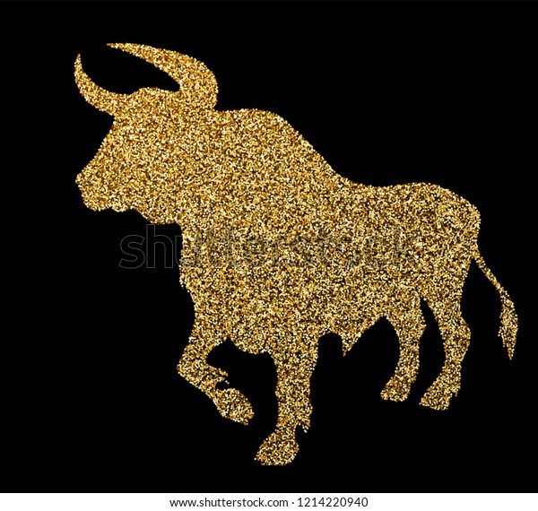 Vector Golden Glitter Taurus Silhouette Horoscope Stock Vector (Royalty ...