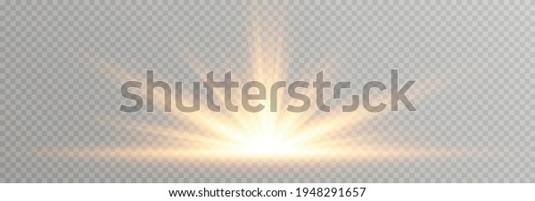 Vector Golden Light Sun Sun Rays Stock Vector (Royalty Free) 1948291657 ...