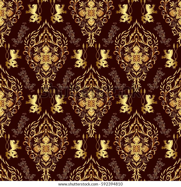 Vector Golden Luxury Bg Seamless Pattern Stock Vector (Royalty Free ...