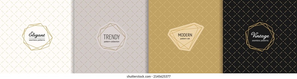 Vector Golden Minimalist Seamless Patterns Stylish Stock Vector ...