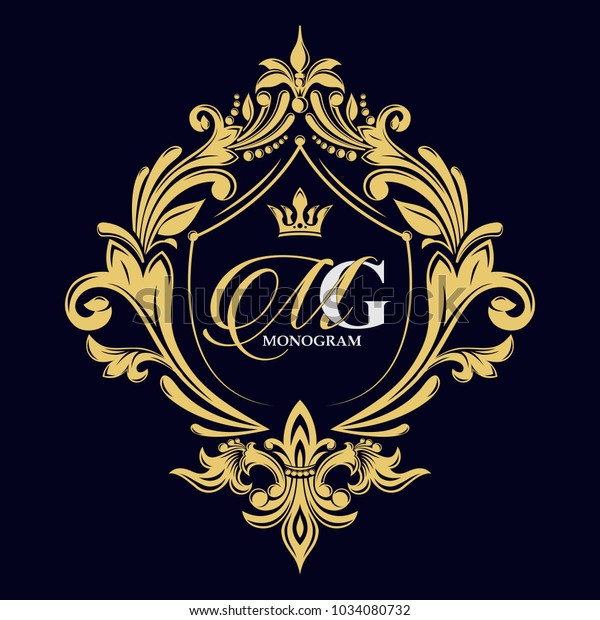 Vector Golden Monogram Luxurious Decorative Frame Stock Vector (Royalty ...
